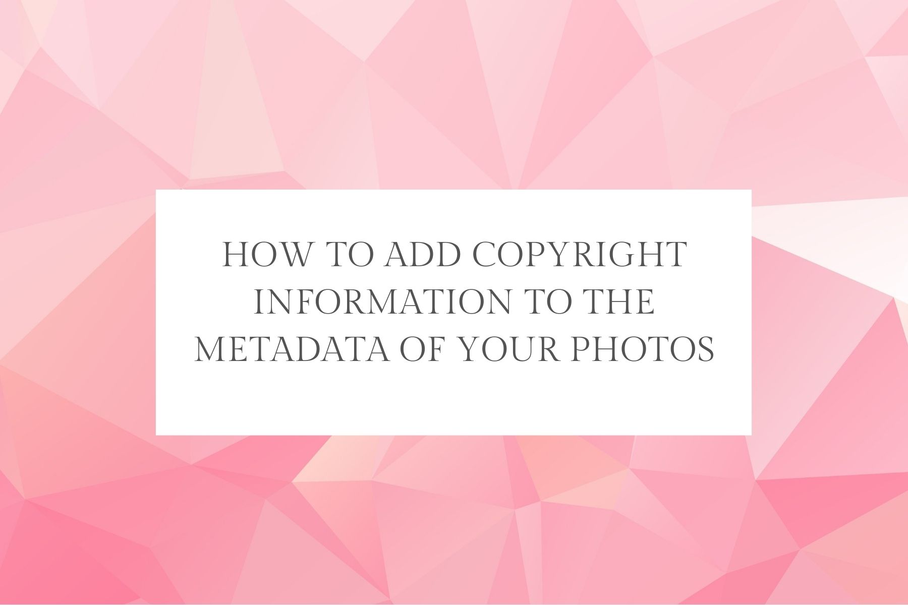 How To Add Copyright Information In Camera