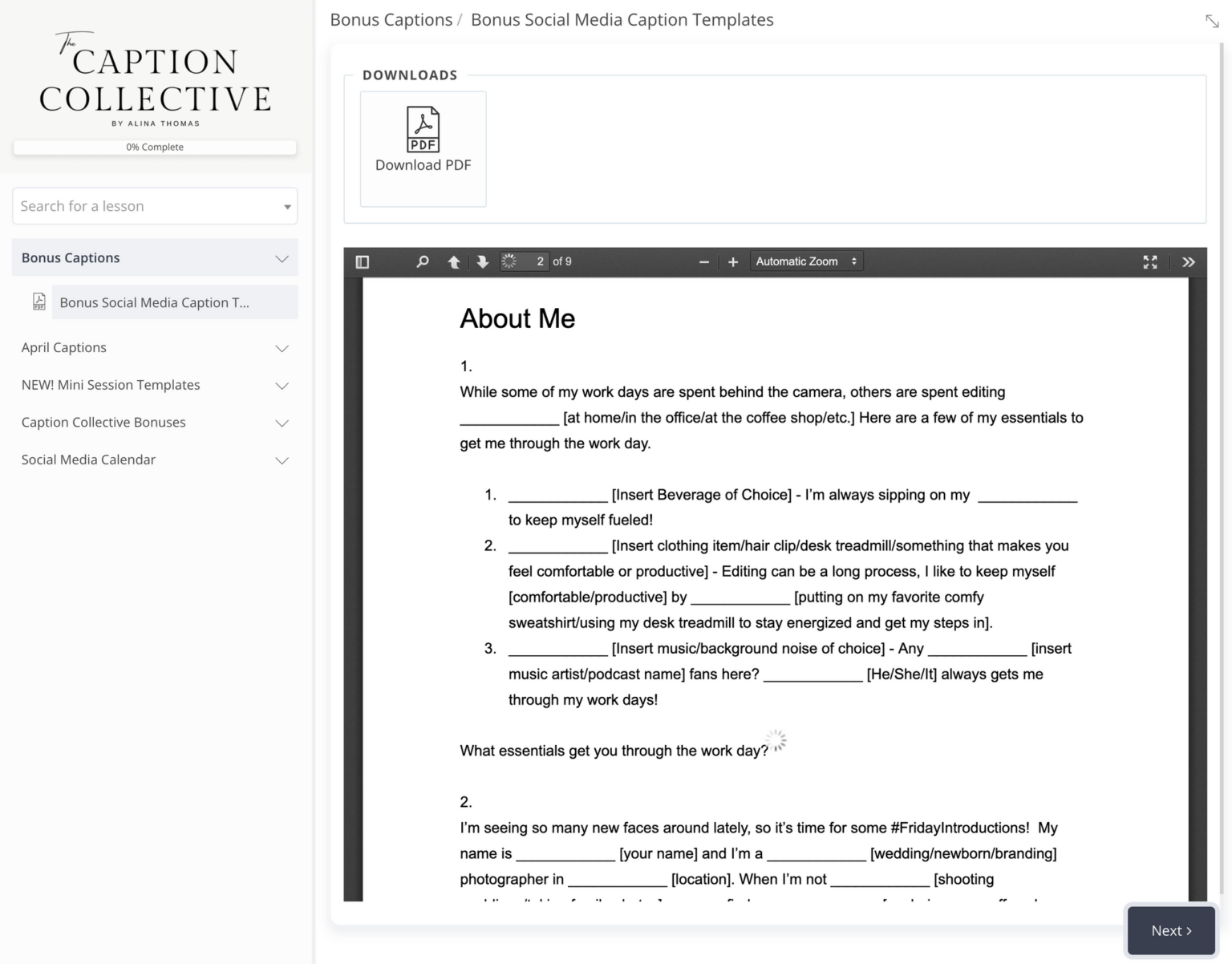 Free Caption Templates for Photographers