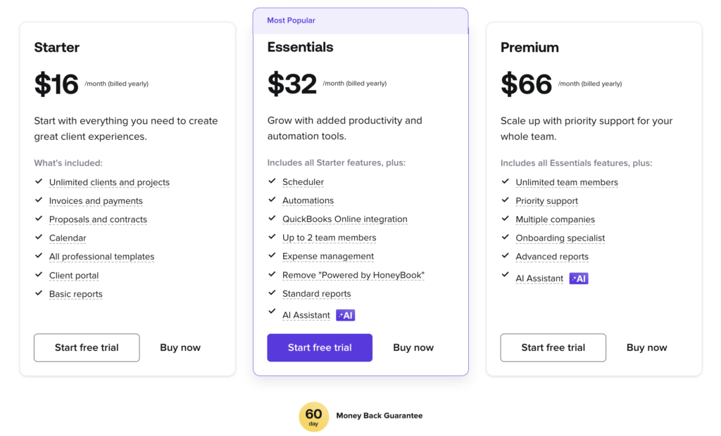 2025 HoneyBook Pricing & Plans: Which Plan to Choose
